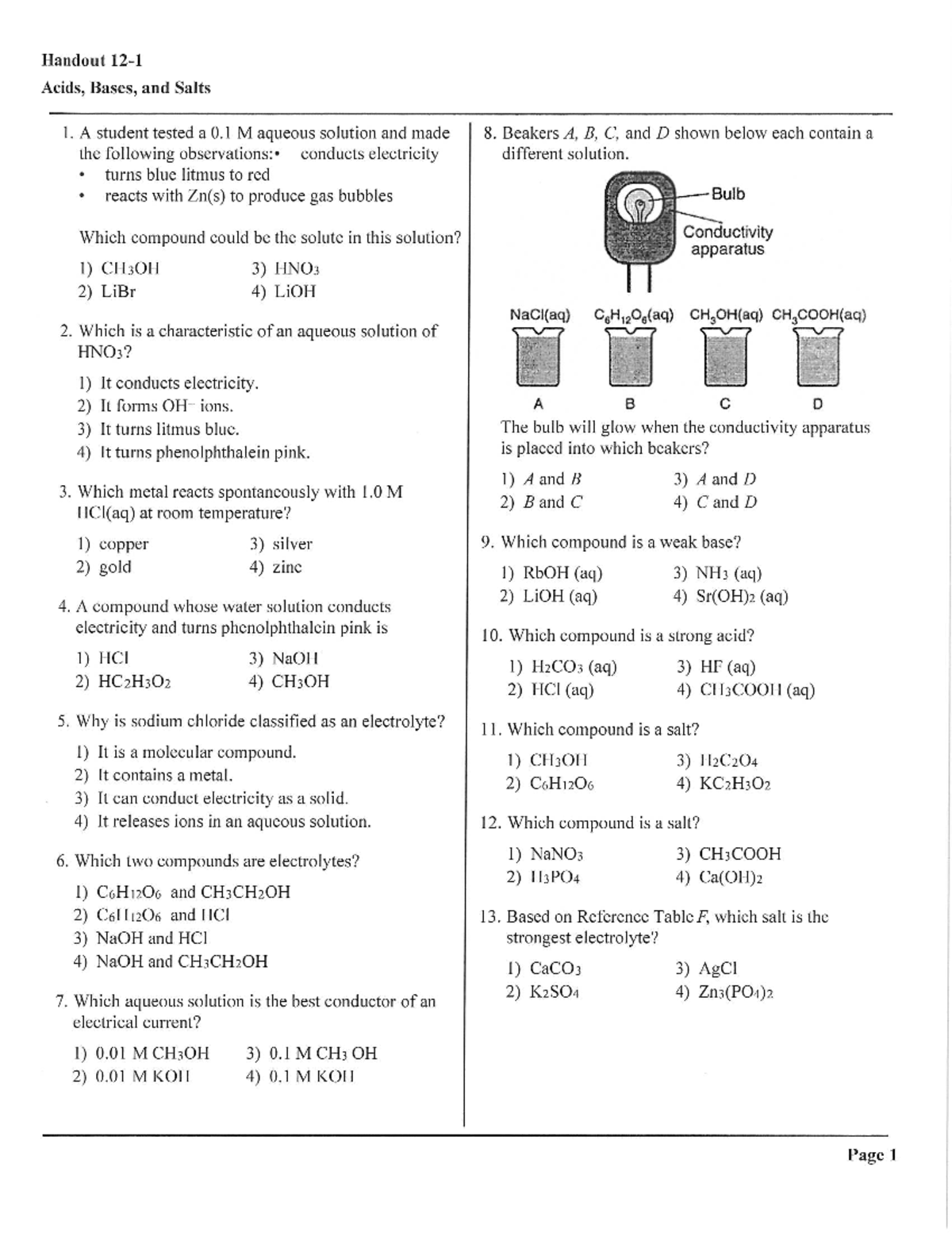 Chemistry sample questions Handout 12-1 - Principles Of General ...