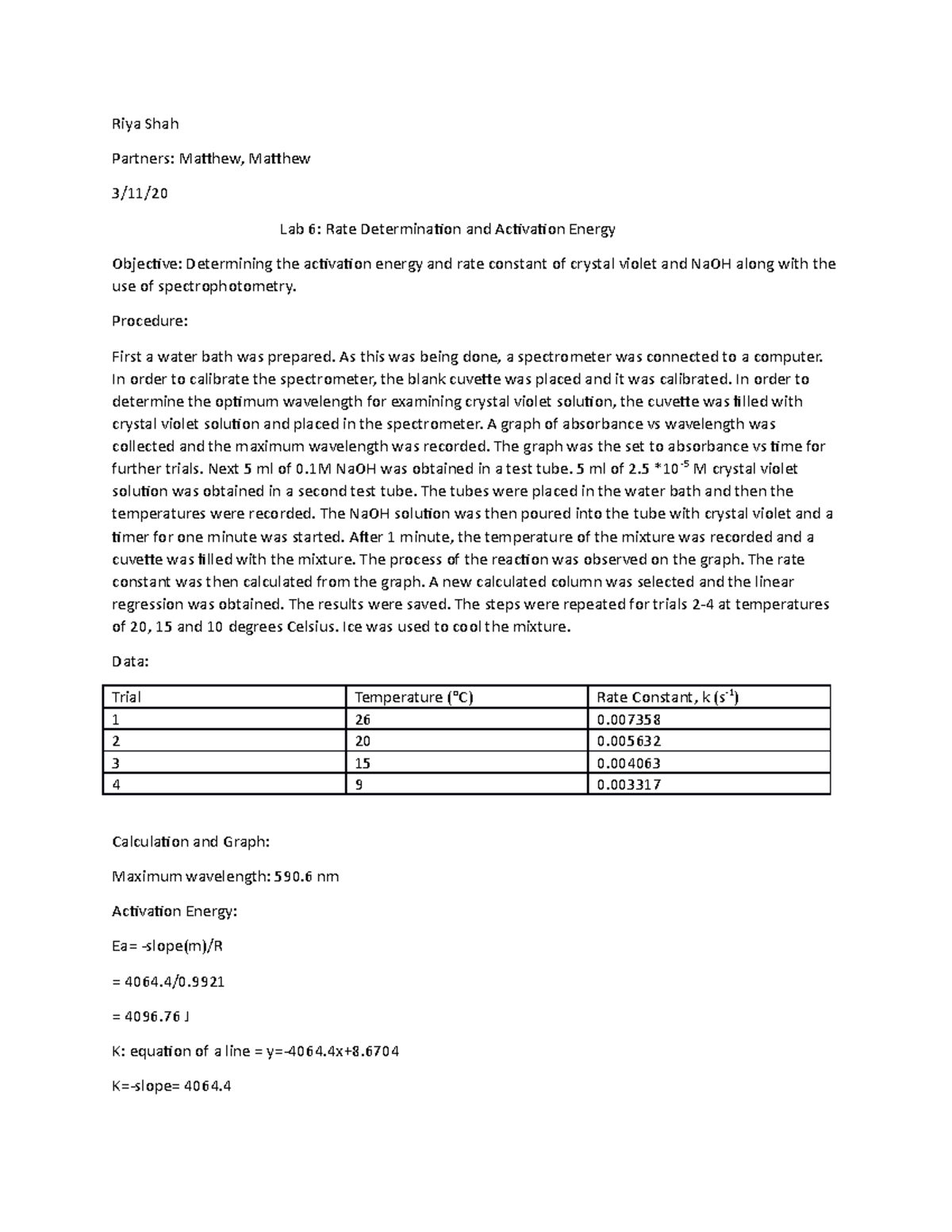 Lab 6 post lab - Lab Assignment - Riya Shah Partners: Matthew, Matthew ...