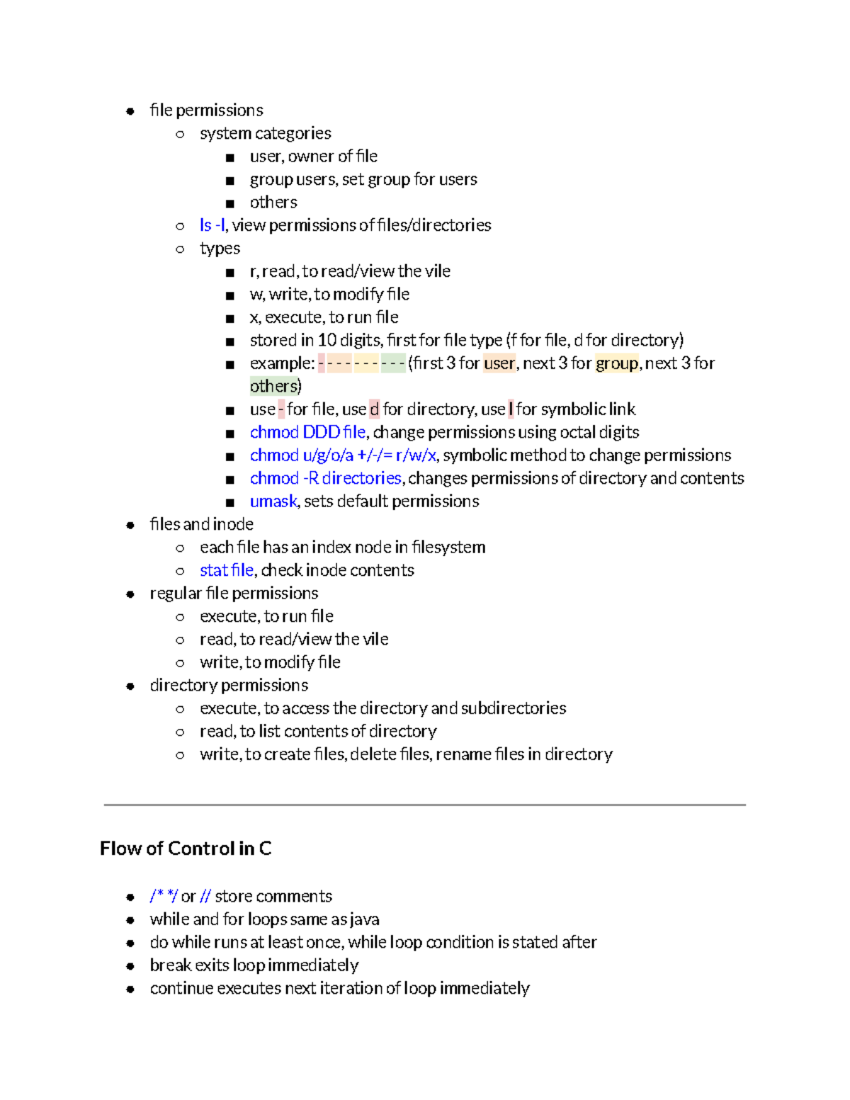 Compsci 2211 Notes 13 Cs 2211 Notes From Slides File Permissions System Categories User