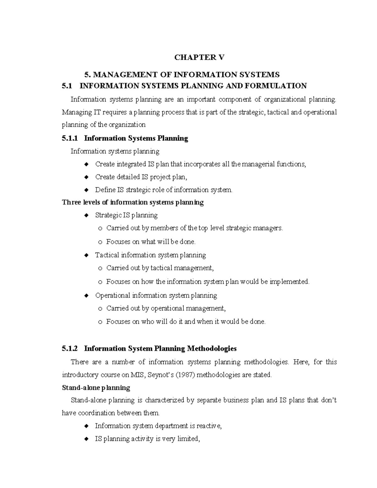 Management Info. System - CHAPTER V 5. MANAGEMENT OF INFORMATION SYSTEMS 5 INFORMATION SYSTEMS ...