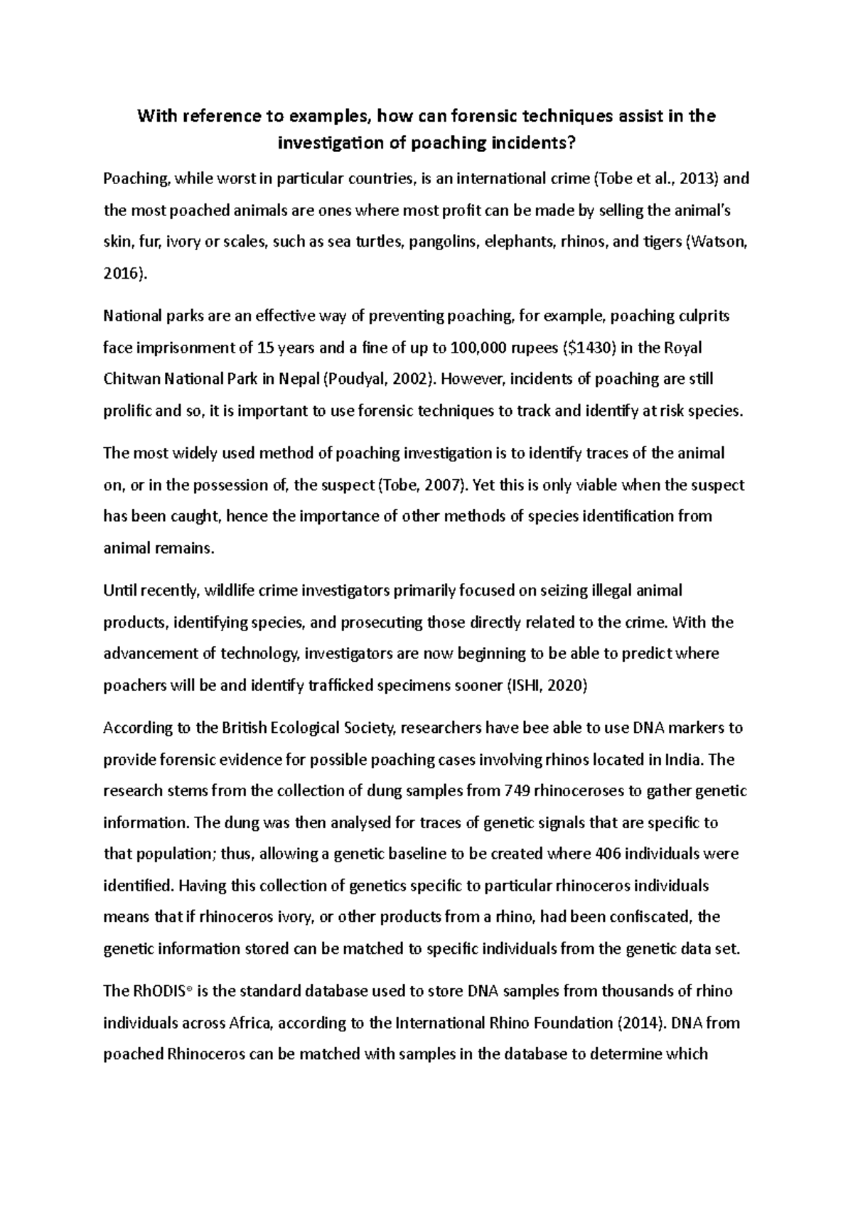 Forensic techniques assignment 2 - With reference to examples, how can ...