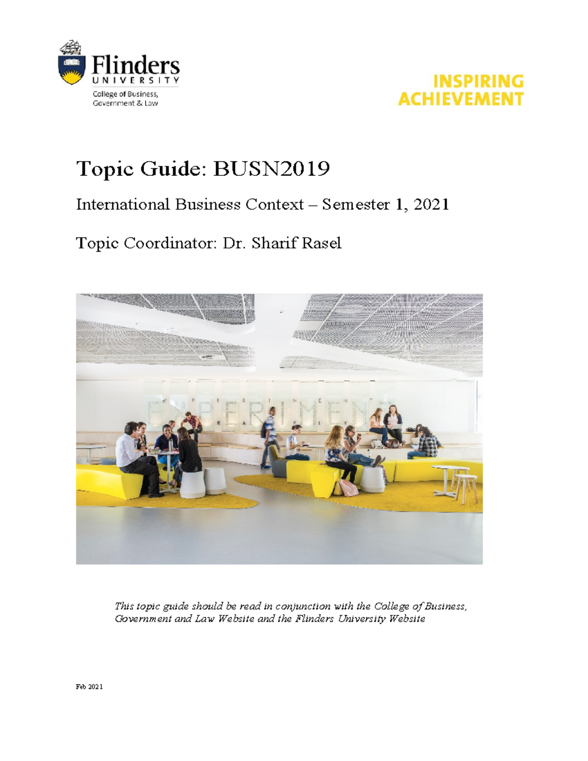 Topic Guide Semester 1 2021 updated - Topic Guide: BUSN International ...