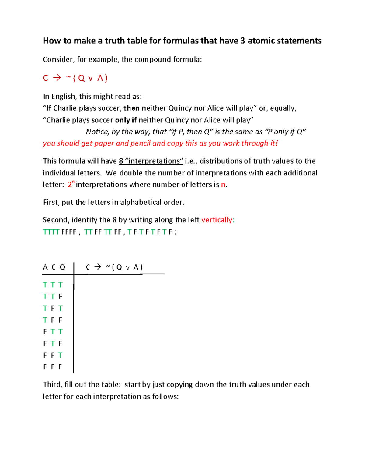 7.3 Part B supplement - Truth Tables for formulas with 3 terms - How to ...