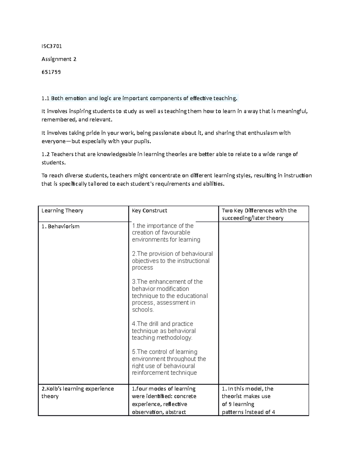 ISC3701 assessment 2 - Pass - ISC Assignment 2 651799 1 Both emotion ...