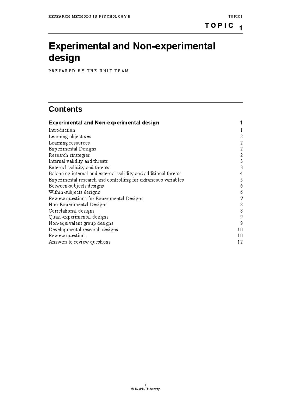 Week 1 - Study Guide - HD notes - Experimental and Non-experimental ...