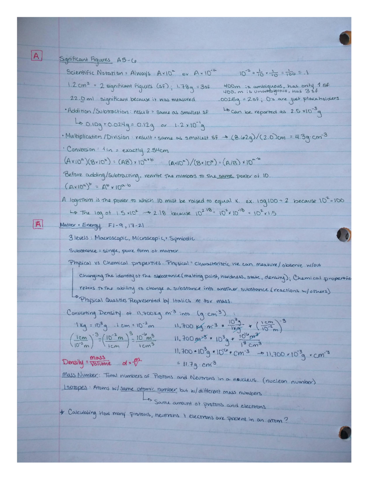 Chem notes written - Includes: Significant Figures, Matter + Energy ...