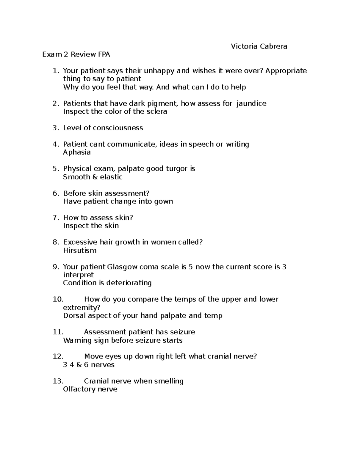 Exam2-Review FPA - Exam 2 Questions and Answers - Victoria Cabrera Exam ...