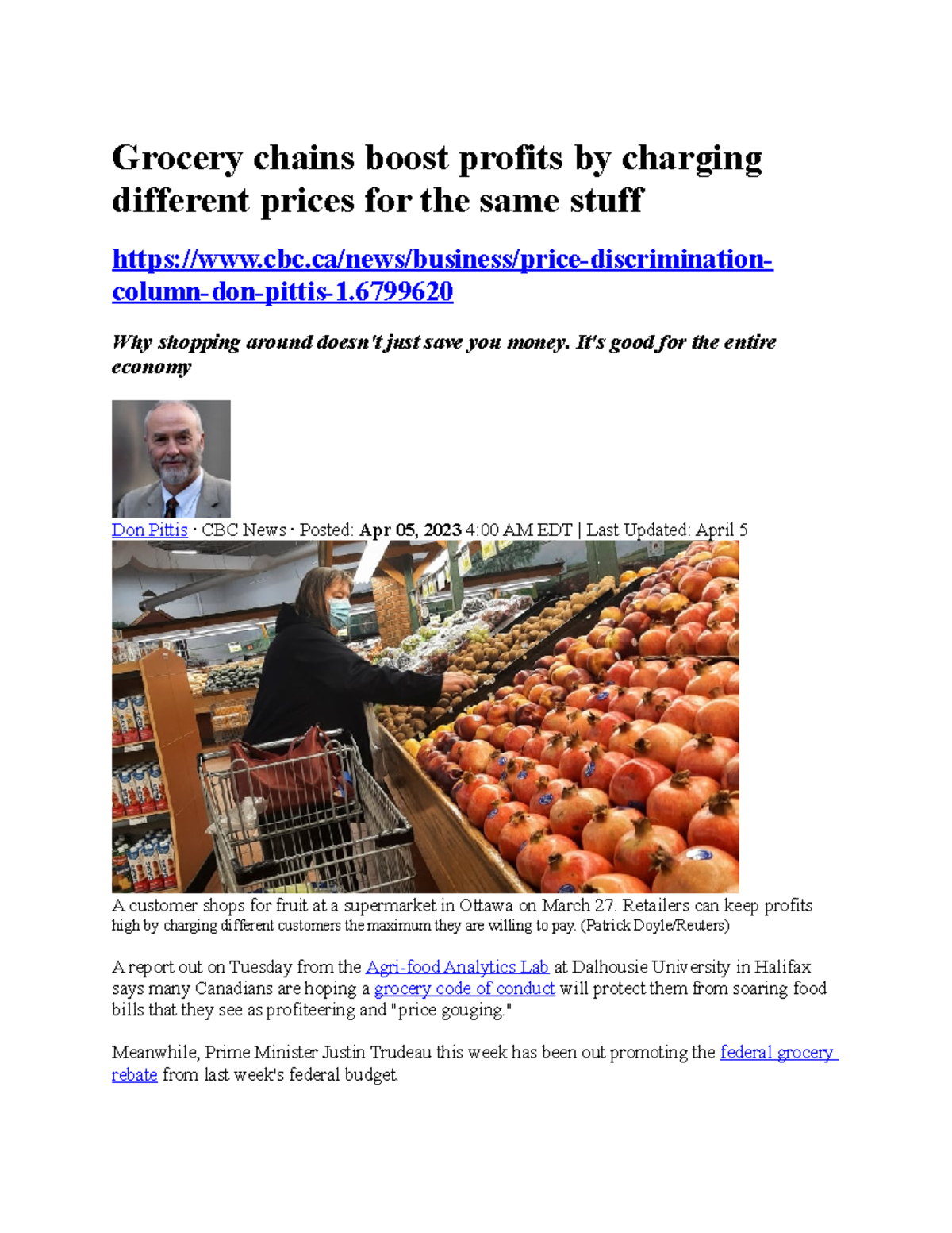 Grocery chains boost profits by charging different prices for the same ...