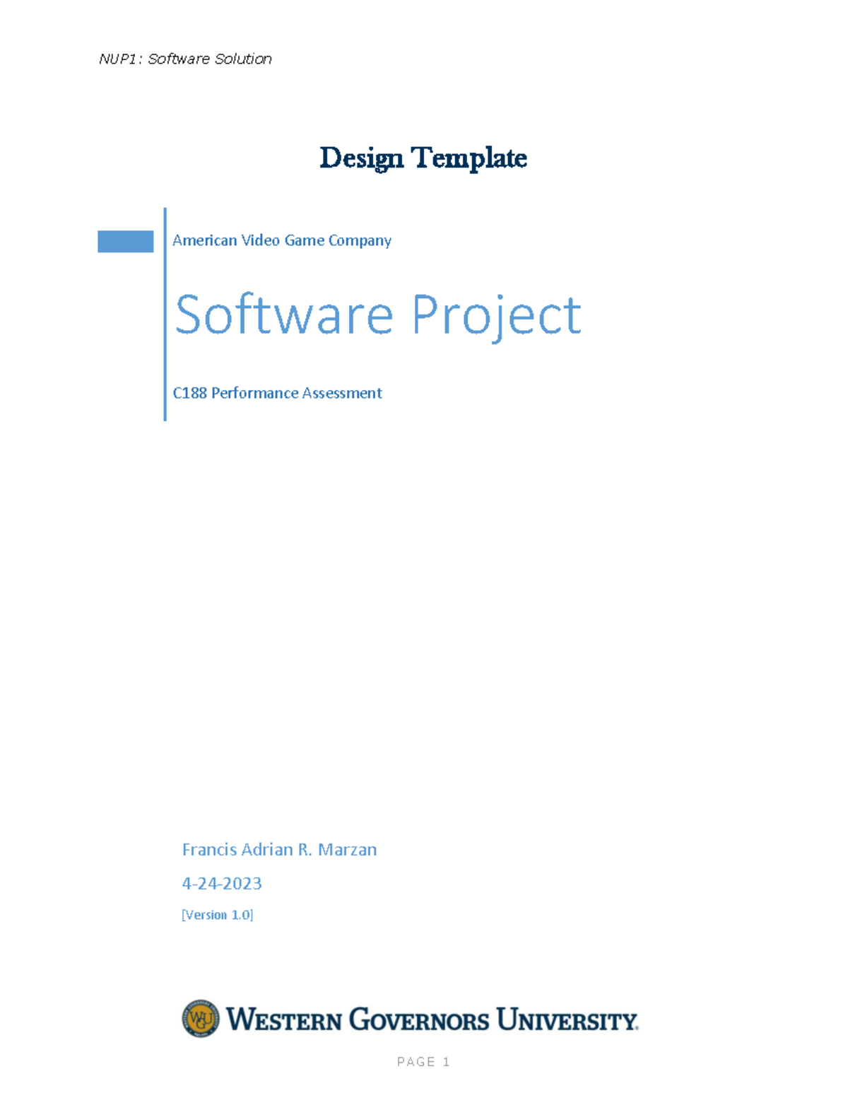 C188 Project Francis Adrian Marzan - NUP1: Software Solution Design ...