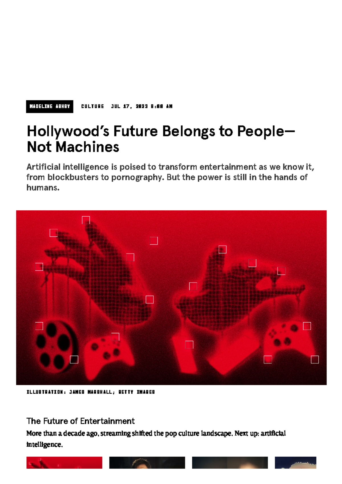 Hollywood’s Future Belongs to People—Not Machines Wired - MADELINE ...