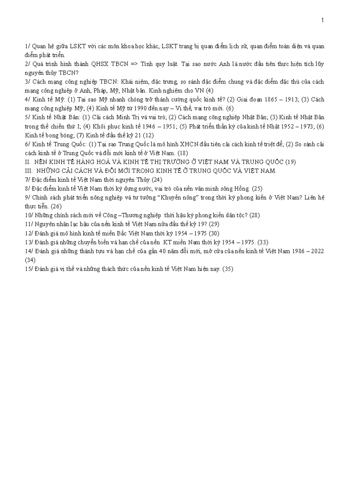 ÔN THI Lsktqd - lịch su kinh te quoc dan - 1/ Quan hệ giữa LSKT với các ...