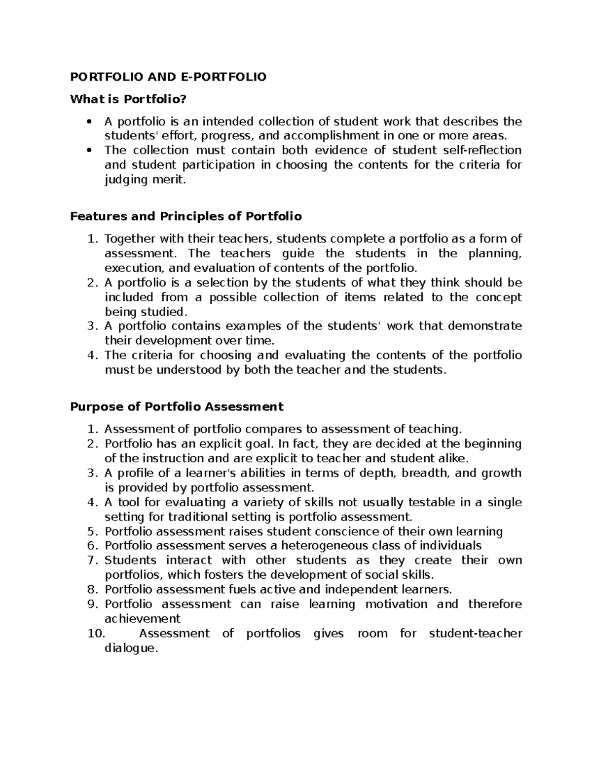 Portfolio AND E- Portfolio - PORTFOLIO AND E-PORTFOLIO What is ...