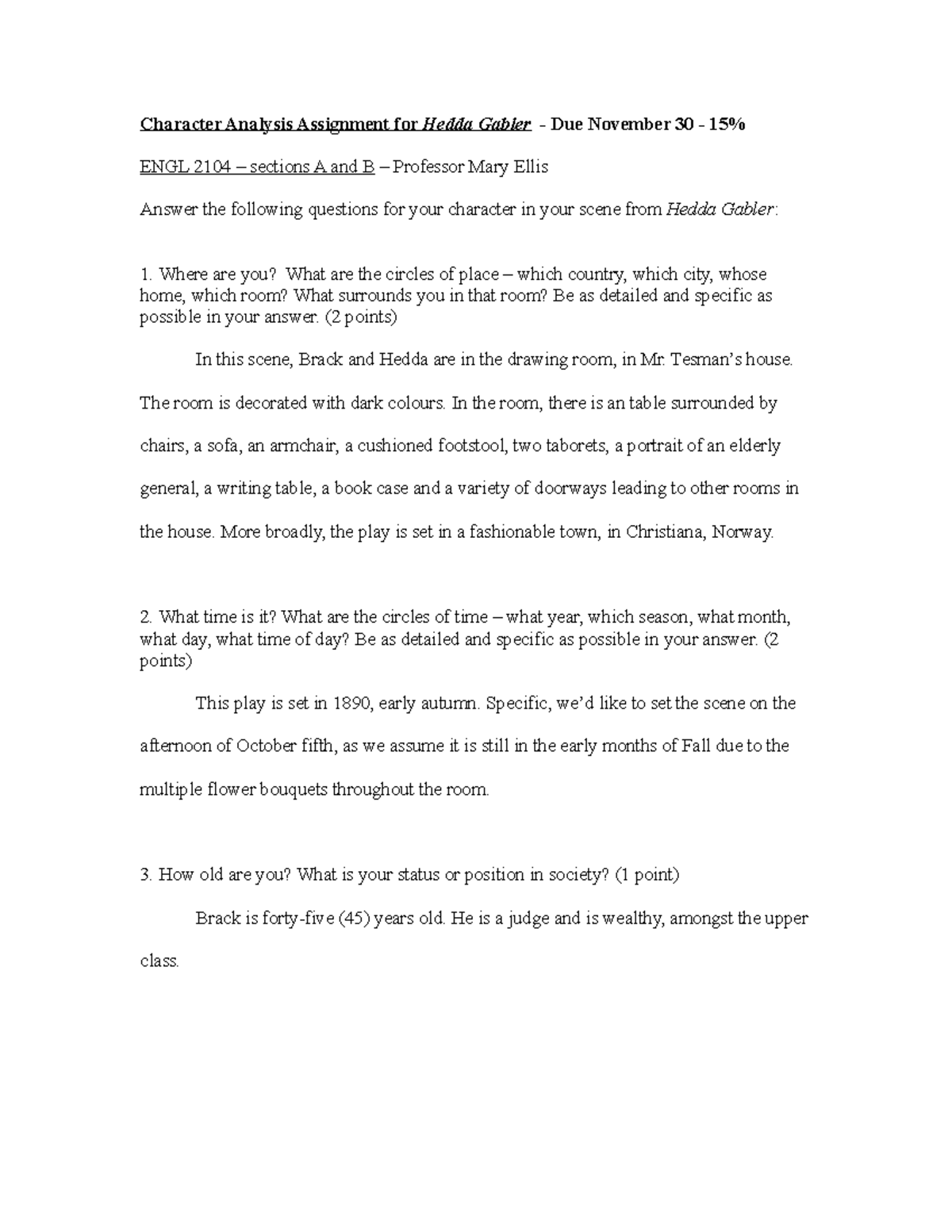 Character Analysis Assignment - (2 points) In this scene, Brack and ...