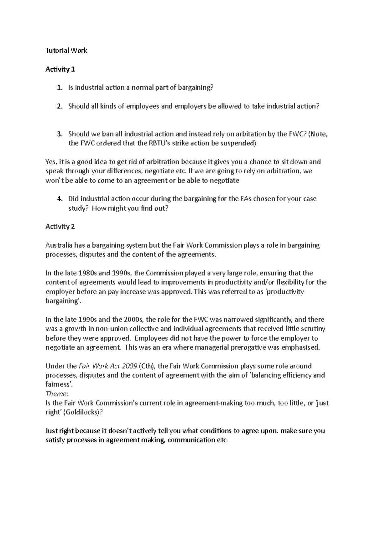 Module 10 - Tutorial activities - Tutorial Work Activity 1 Is ...