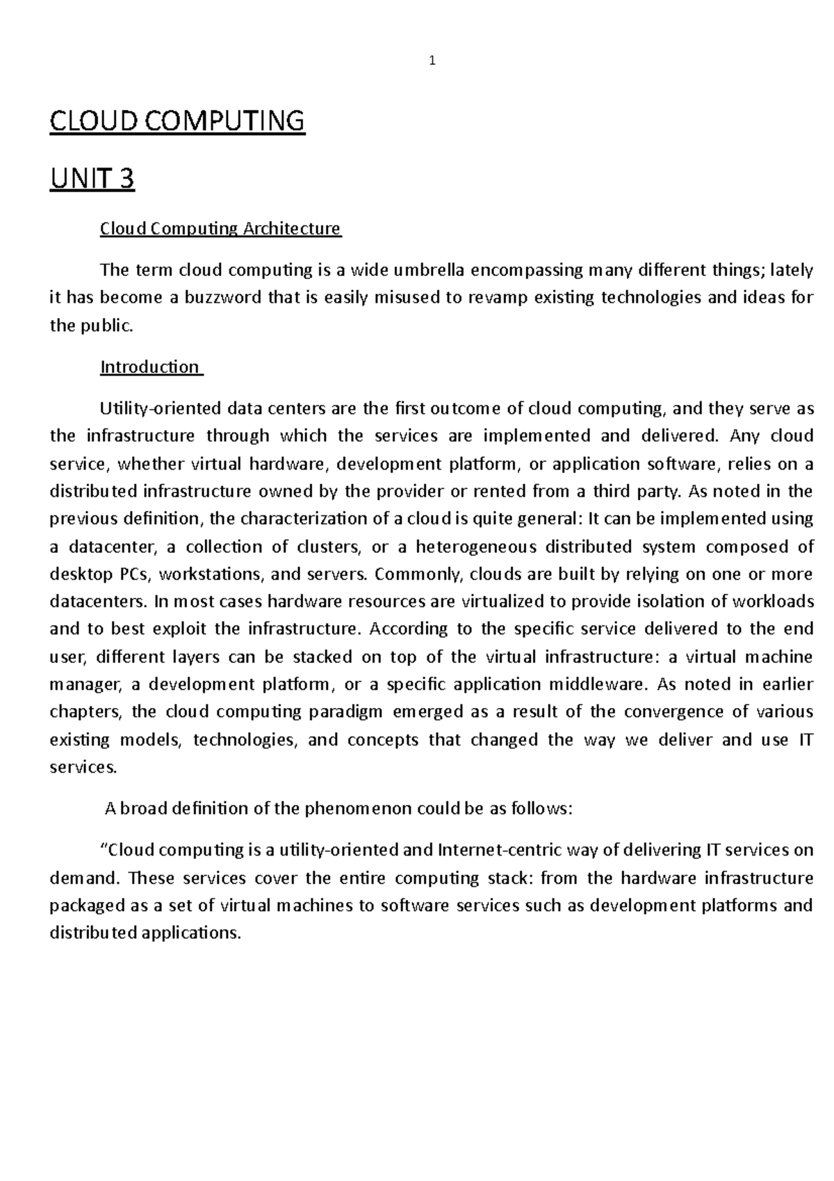 Unit 3 - java programming notes detailed - CLOUD COMPUTING UNIT 3 Cloud ...