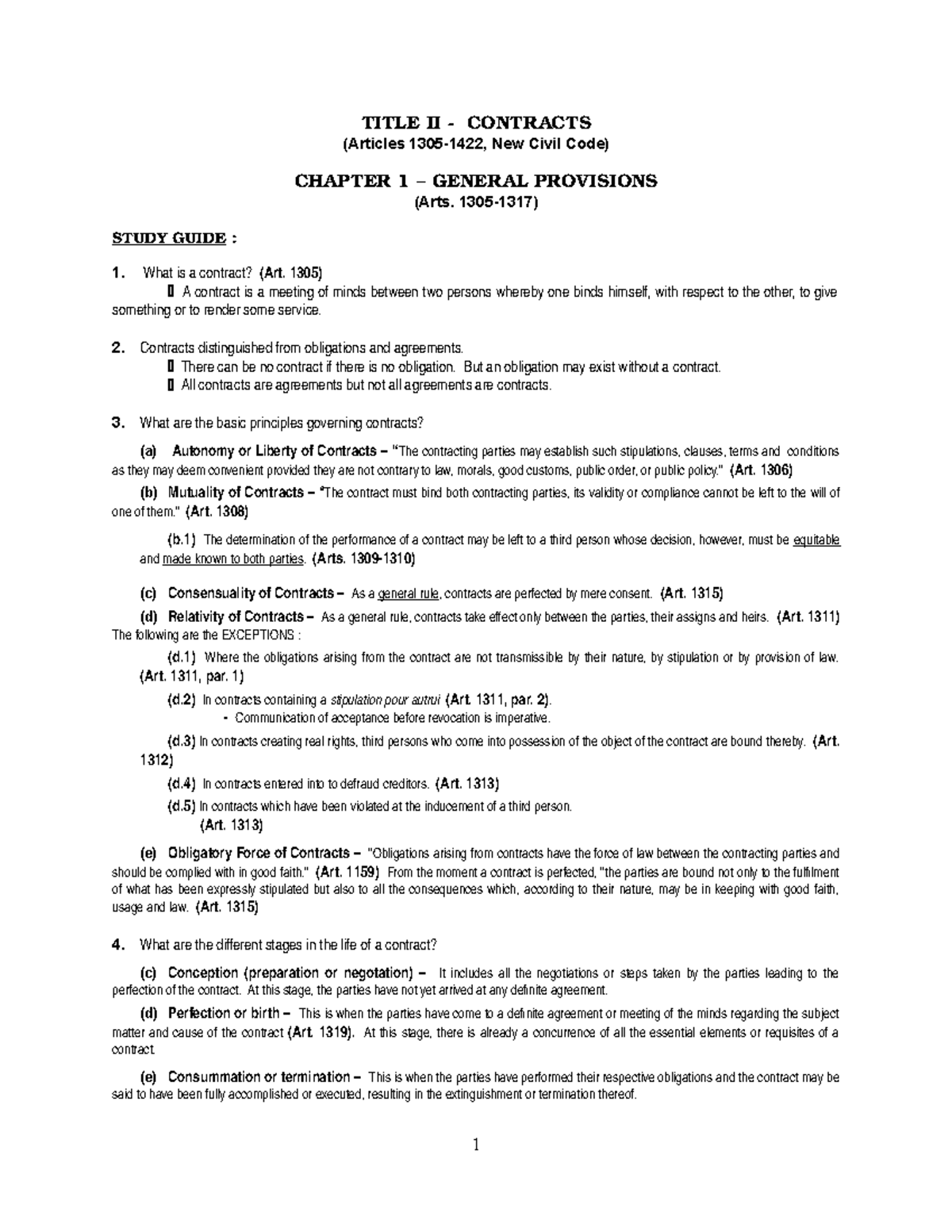 319300768 Contracts Chapters 1 2 doc - TITLE II - CONTRACTS (Articles ...