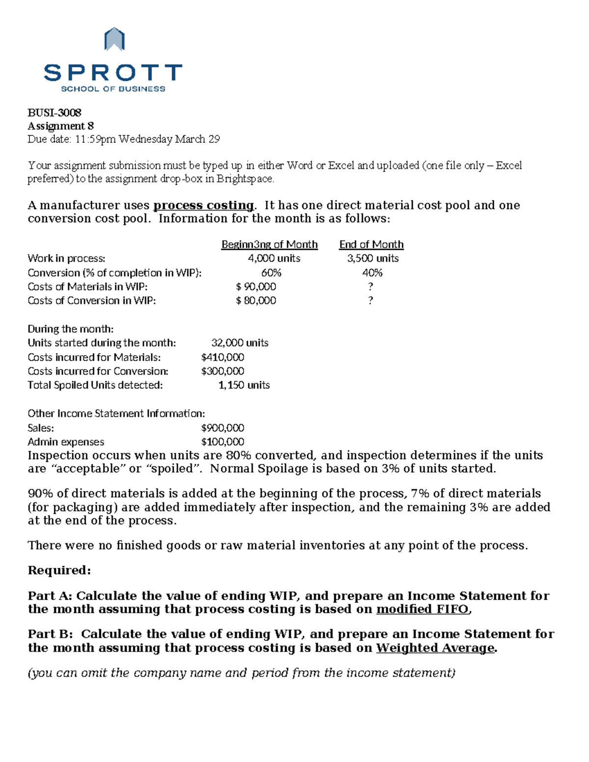 BUSI 3008 Assignment 8 Equiv Units Winter 2023 - BUSI- Assignment 8 Due ...