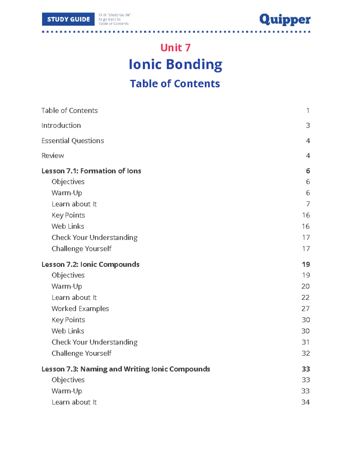 Unit7 - SCIENCE DISCUSSION - Unit 7 Ionic Bonding Table of Contents ...