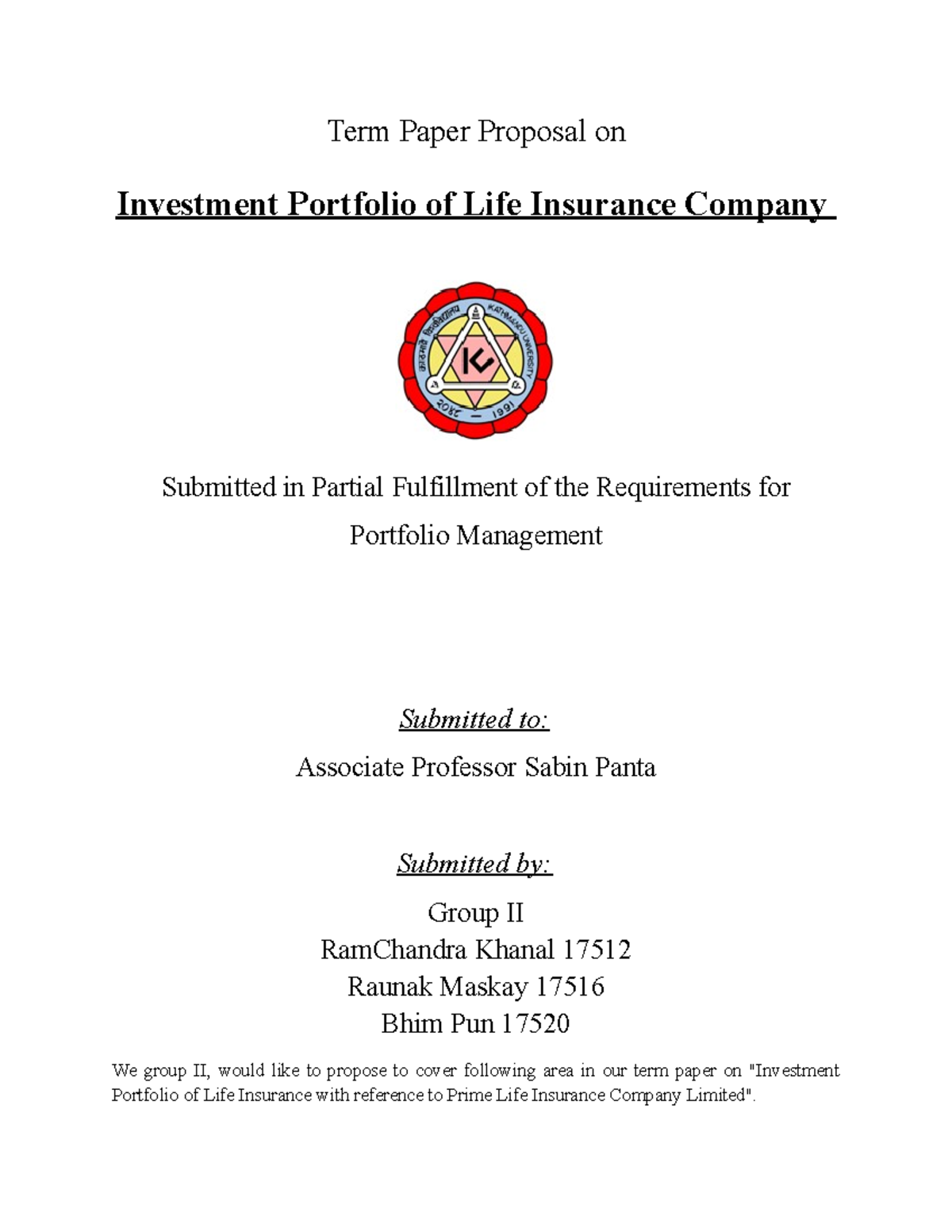 Term Paper Proposal - Introduction of Insurance Industry 1. Life ...