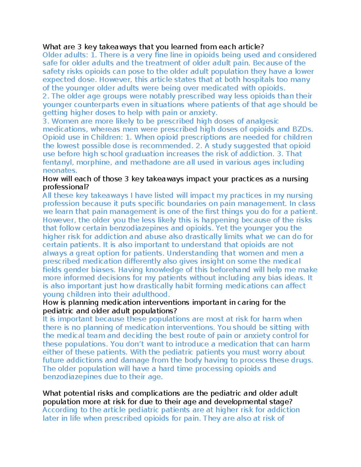 Lifespan considerations - What are 3 key takeaways that you learned ...