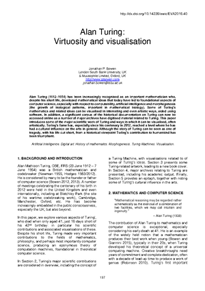 Alan turing - on computable numbers, with an application to the ...