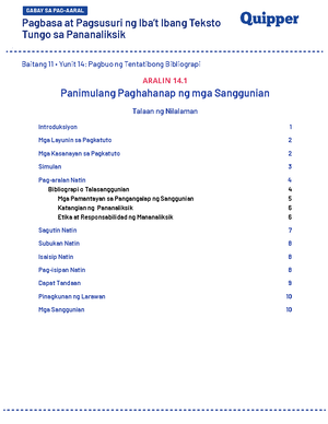 pagbasa at pagsusuri ng iba't ibang teksto - Tungo sa Pananaliksik Ang ...