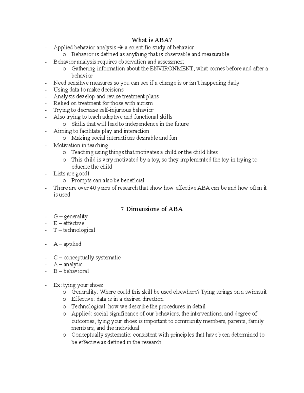 PSY317 Module 1 Lecture Notes - What is ABA? Applied behavior analysis ...