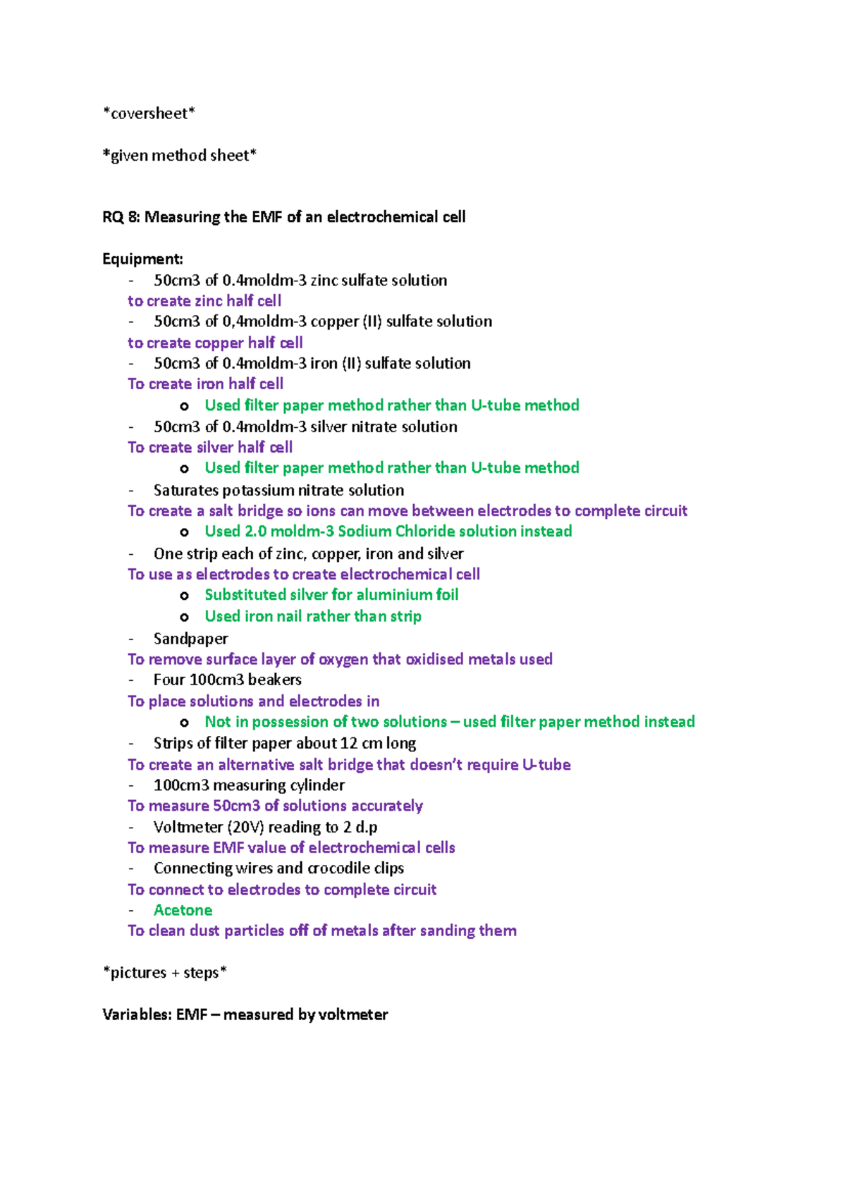 RP 8 writeup - EMF - coversheet given method sheet RQ 8: Measuring the ...