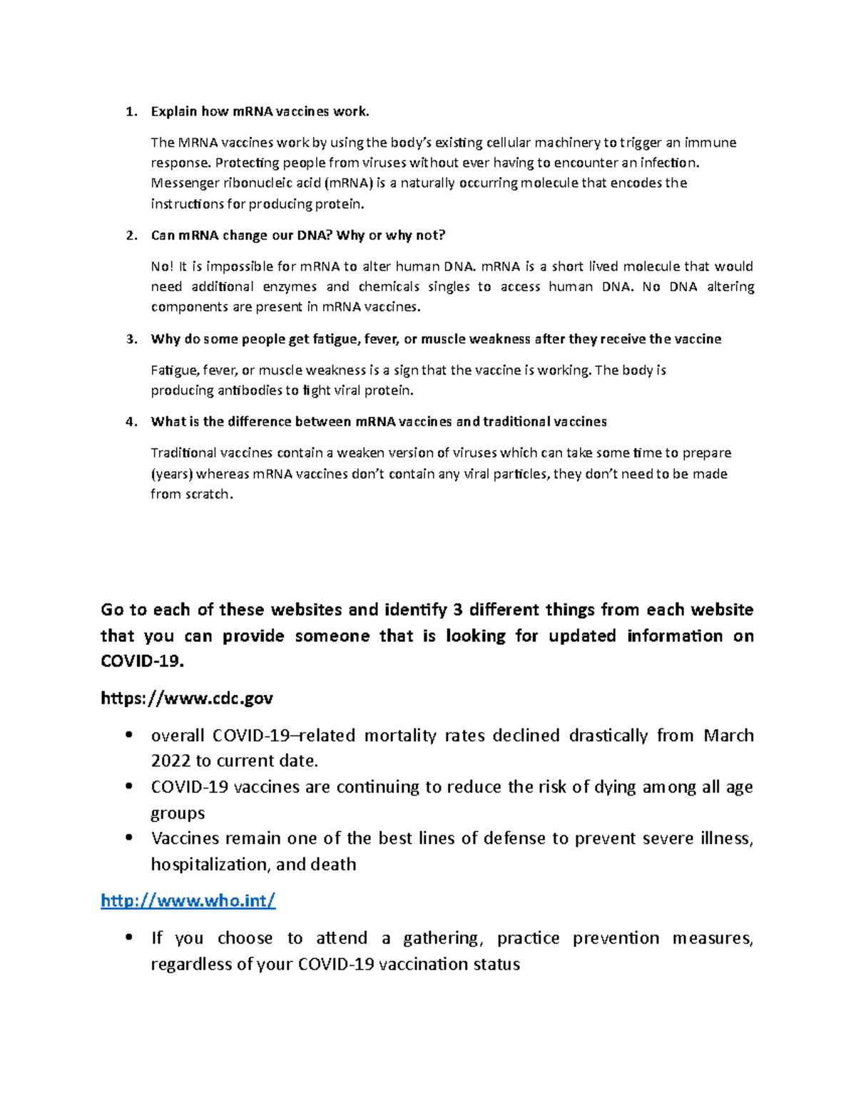 Infection Activity Covid vaccines - Explain how mRNA vaccines work. The ...
