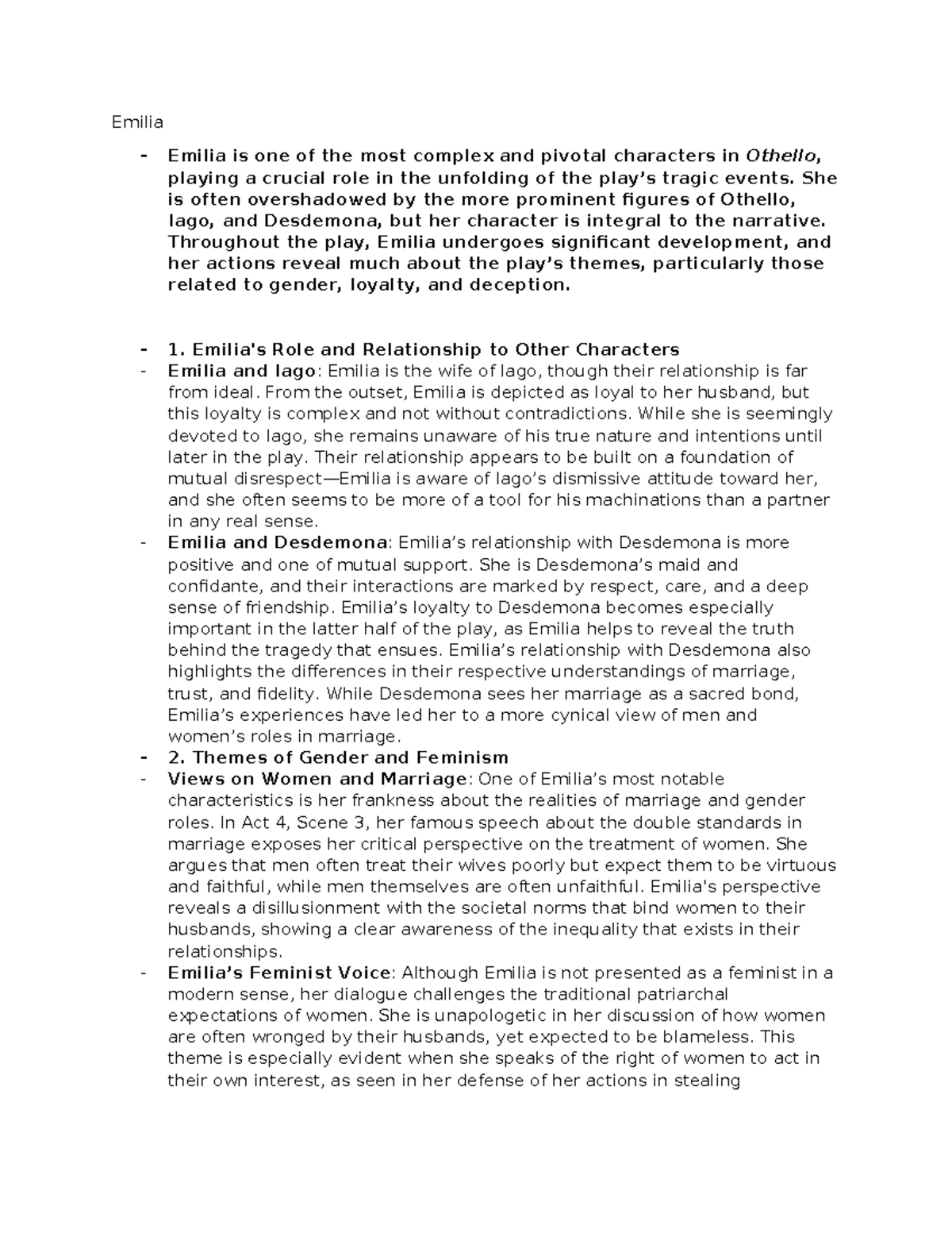 Emilia - analysis - Emilia - Emilia is one of the most complex and ...