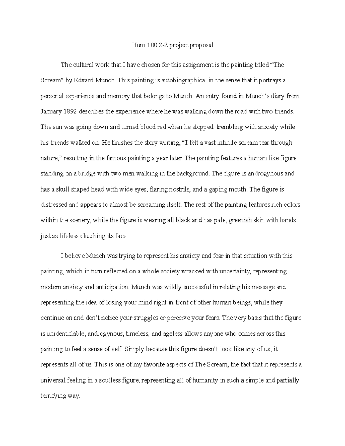 Hum 100 mod 2 short answer project proposal - Hum 100 2-2 project ...