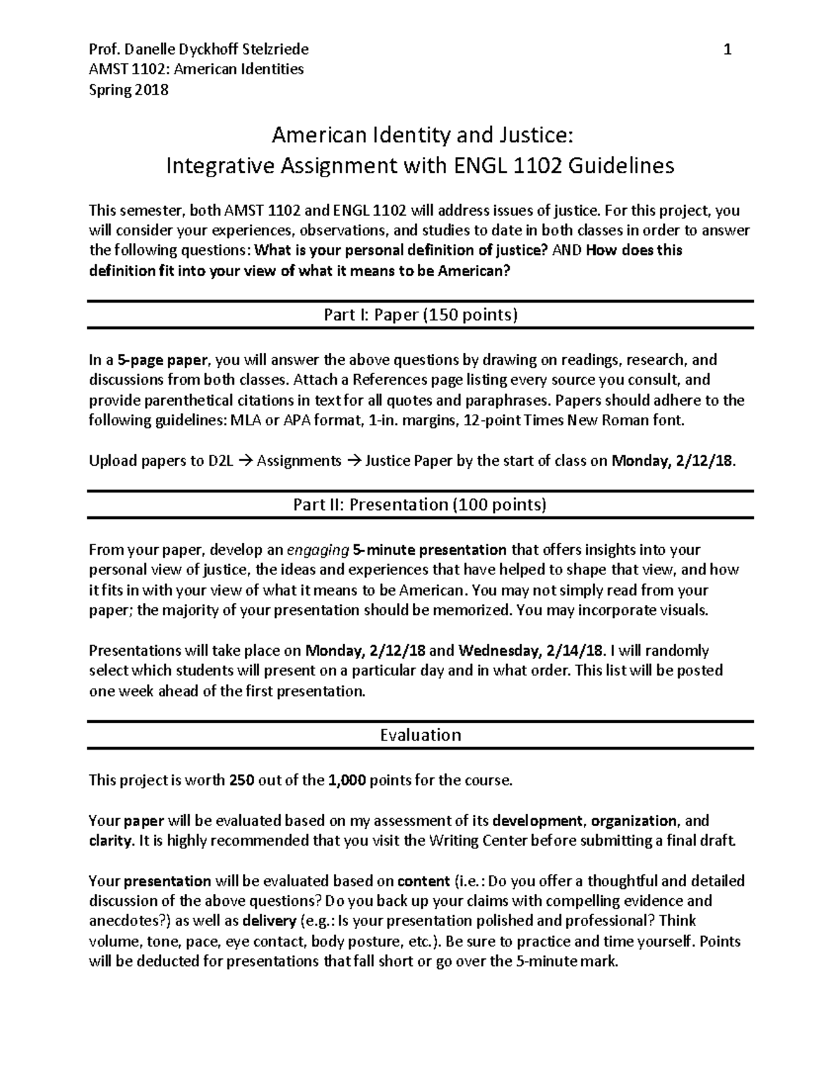 American Identity and Justice Guidelines - Prof. Danelle Dyckhoff ...