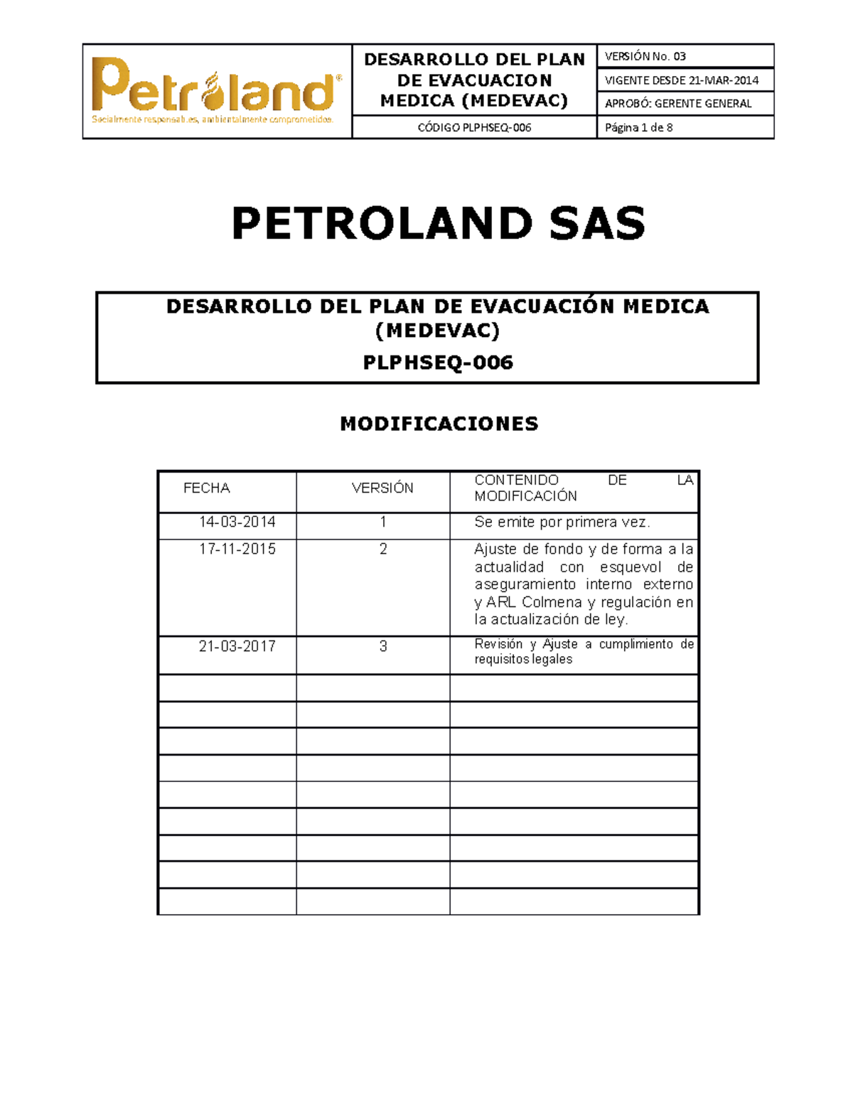 06 PLAN DE Evacuacion Medica ( Medevac) V3 - DESARROLLO DEL PLAN DE ...