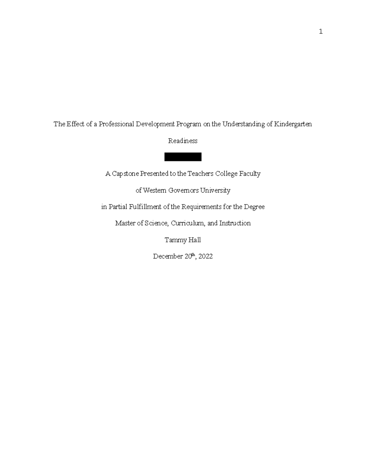 Wgu Capstone Paper Passed 1 The Effect Of A Professional