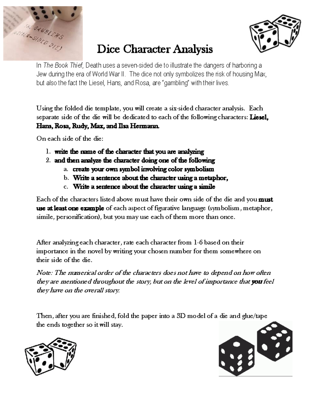 Book Thief Dice Character Analysis - Dice Character Analysis In The ...