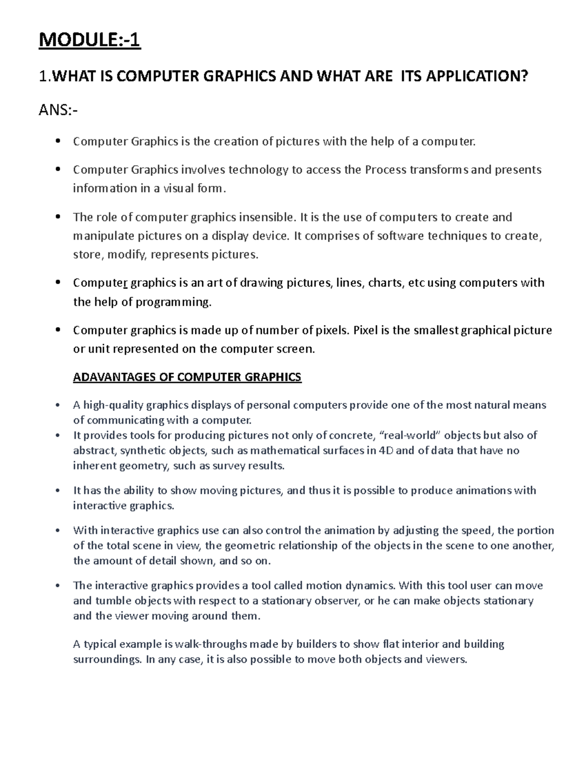 Introduction to Computer Graphics-Module - 1 - MODULE:- 1. WHAT IS ...