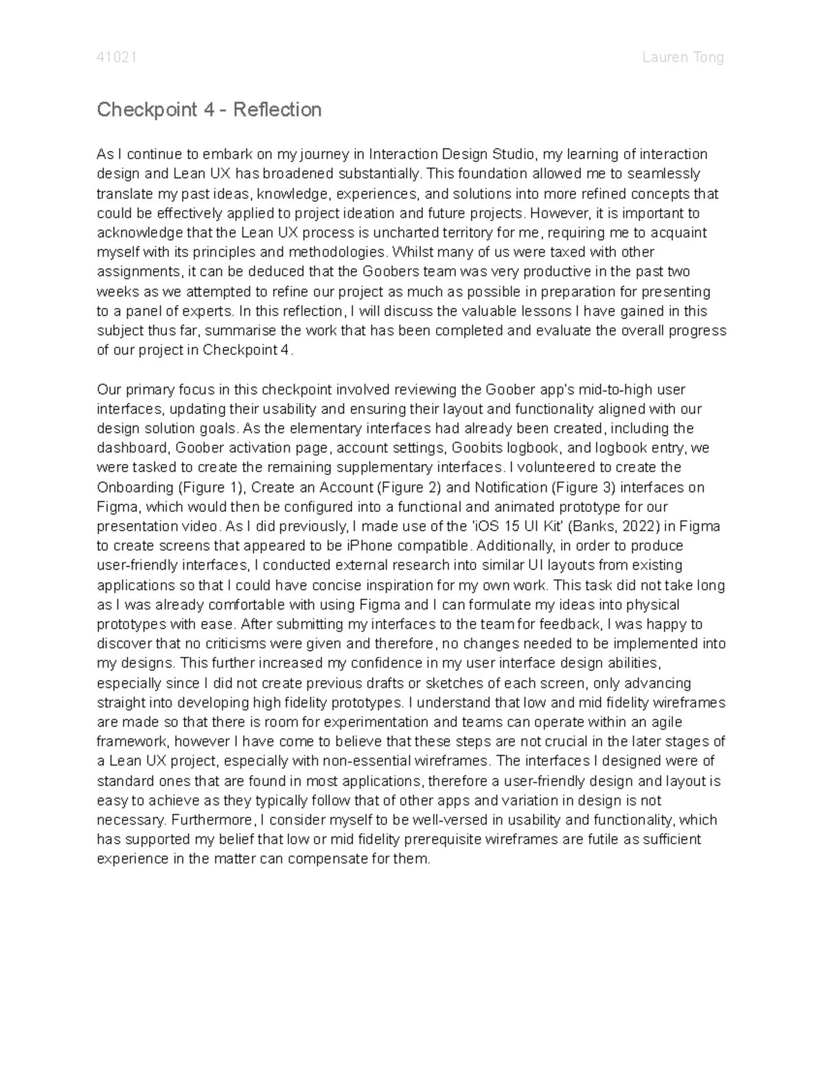 Checkpoint 4 - Reflection - 41021 - Studocu