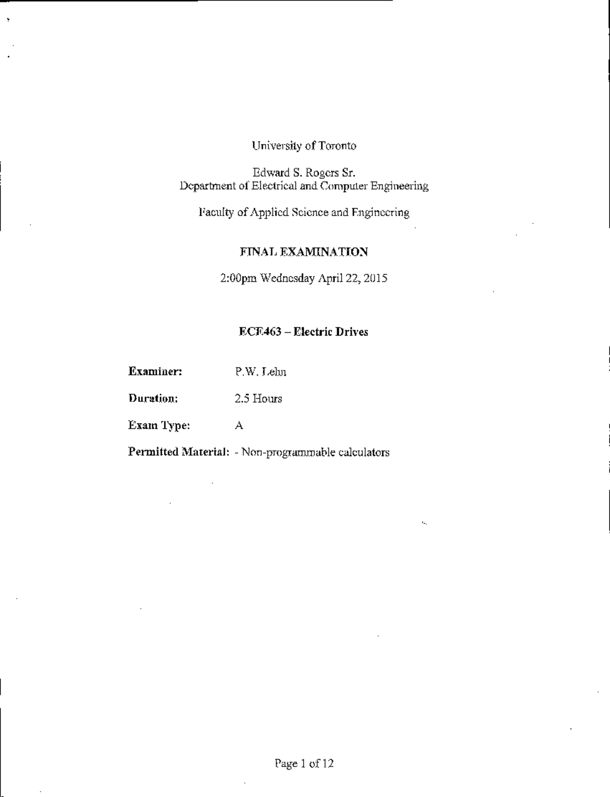 Exam 22 April 2015, questions - Final Exam - University of Toronto ...