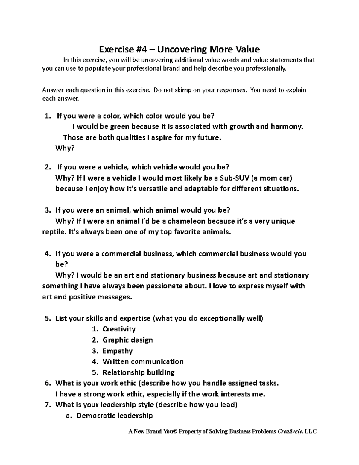 Exercise 4 Template - Exercise #4 – Uncovering More Value In this ...