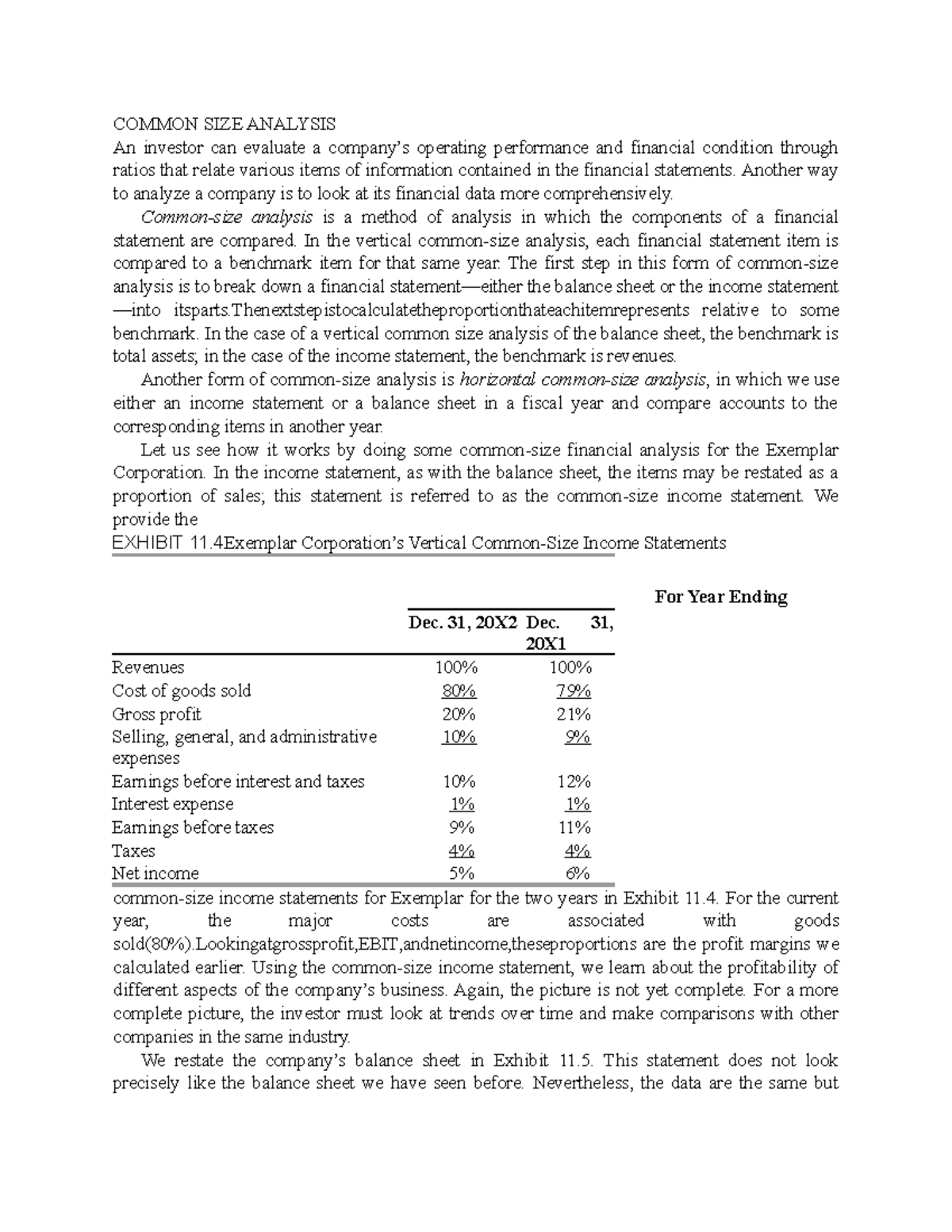Common SIZE Analysis - COMMON SIZE ANALYSIS An investor can evaluate a ...