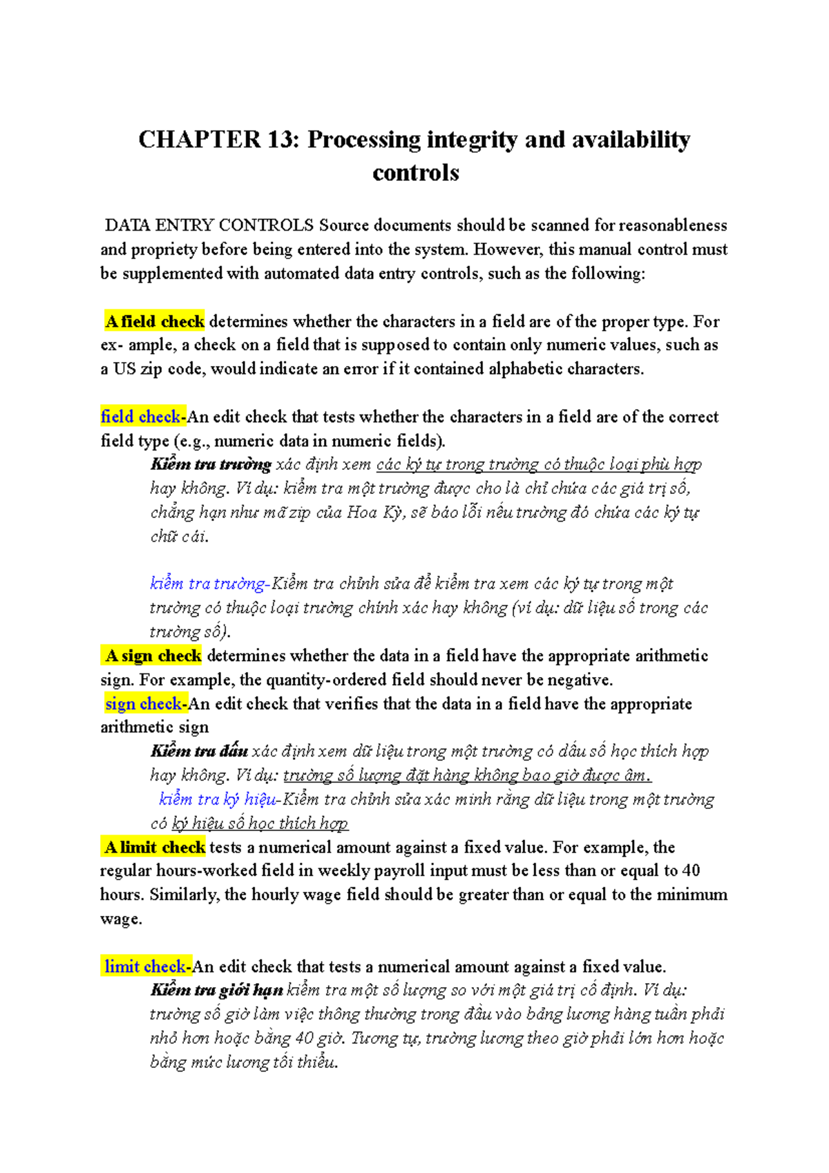 Chapter 13 problem 13 - CHAPTER 13: Processing integrity and ...