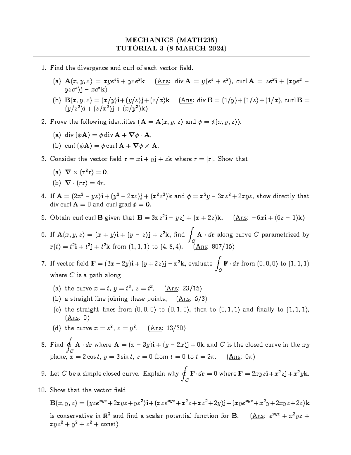 Tutorial 3 2dc1b3c93d933505 dbf17a4174fd5043 - MECHANICS (MATH235 ...