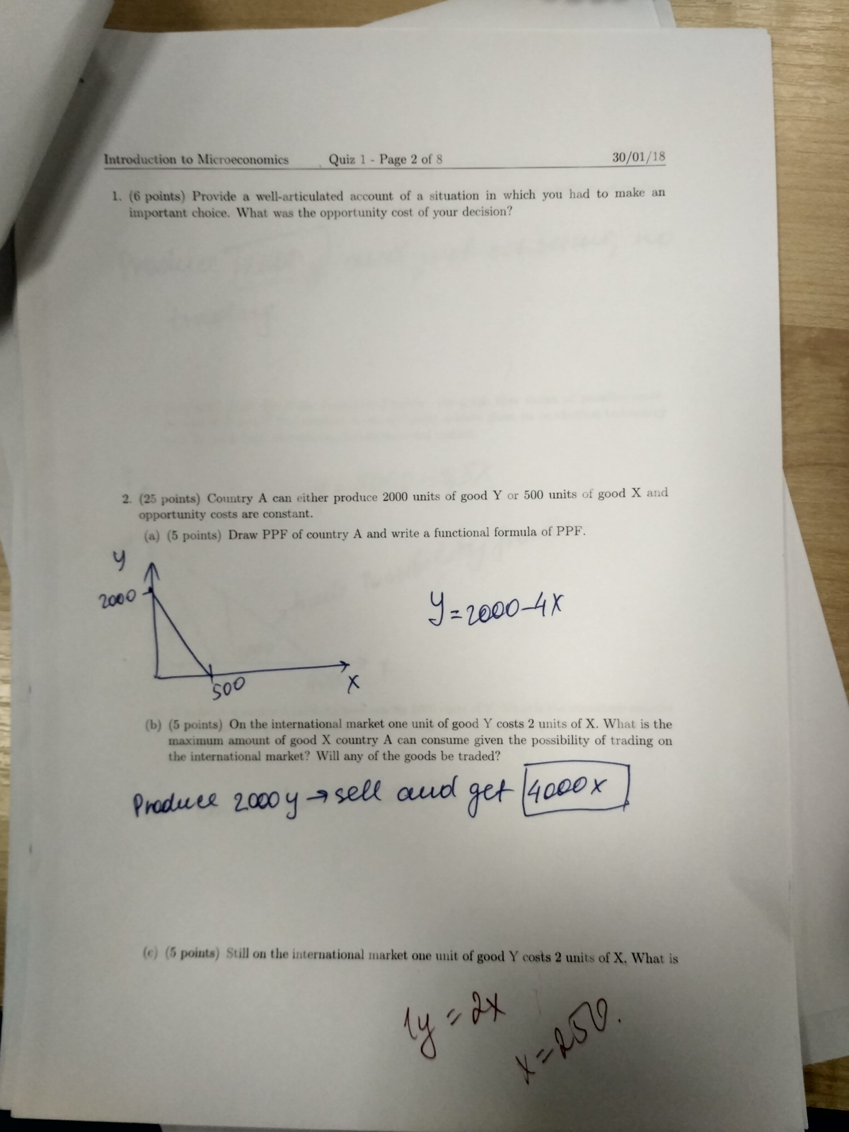 Quiz 1 answers - Basic Principles of Economics, PPF, Demand, Supply and ...