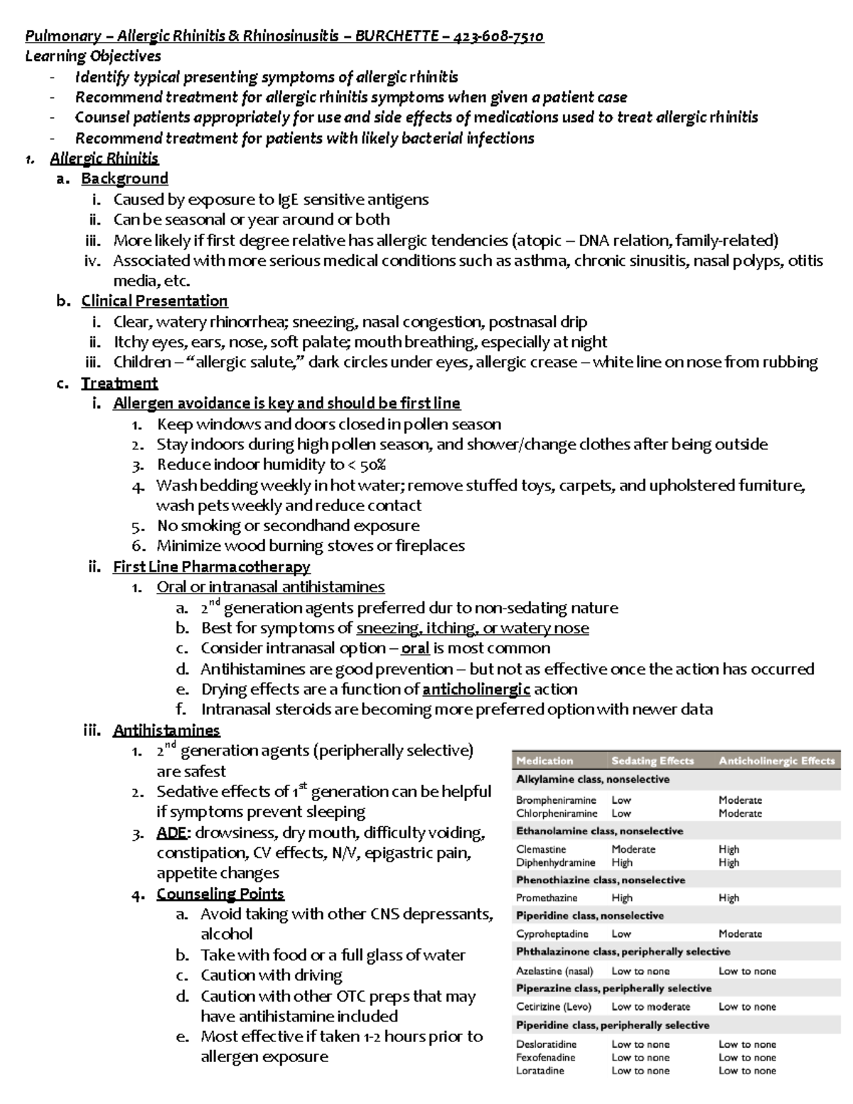 Pulmonary - sinusitis and bronchitis - Pulmonary – Allergic Rhinitis ...