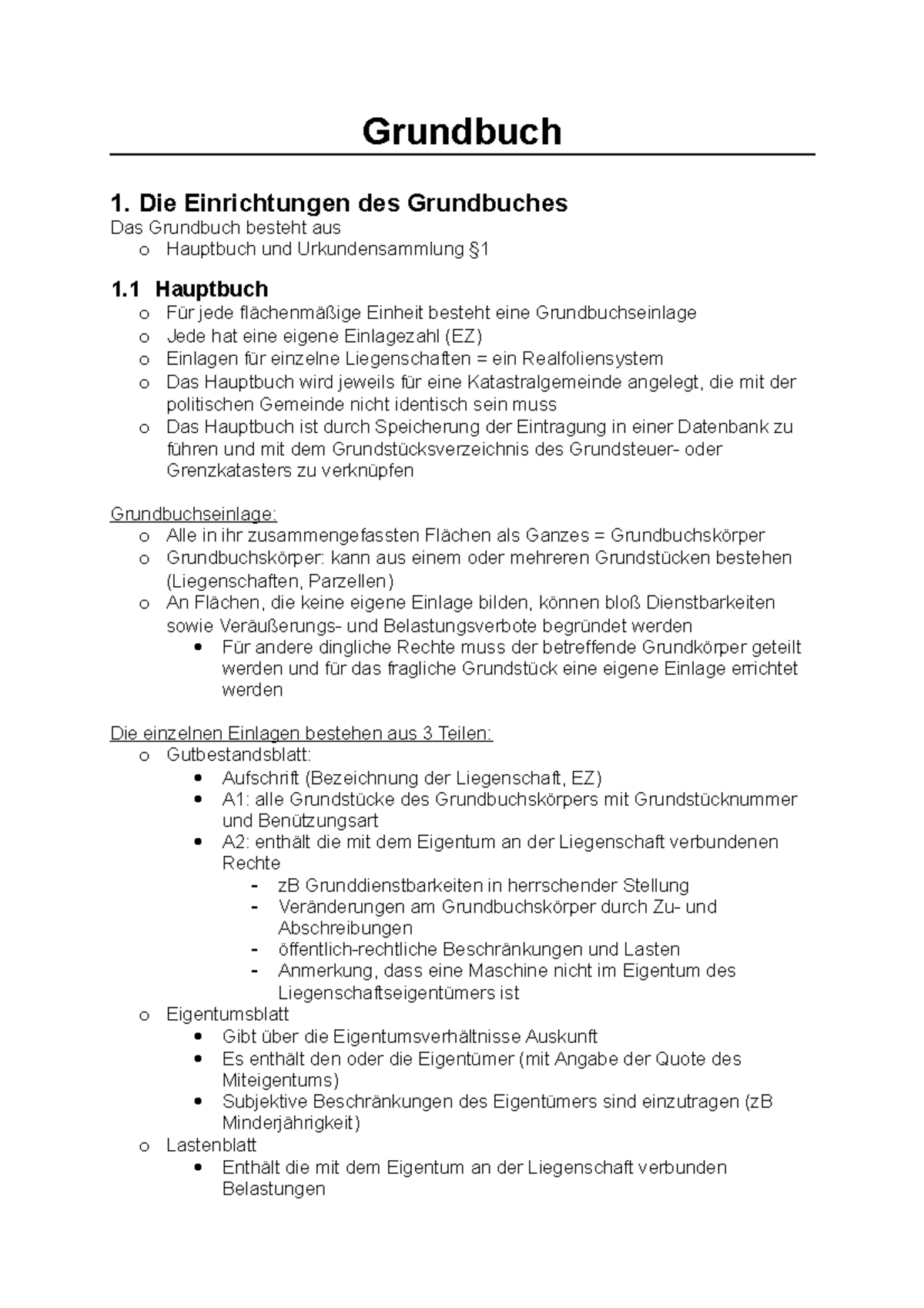 Grundbuch - Bürgerliches Recht - Grundbuch 1. Die Einrichtungen des ...