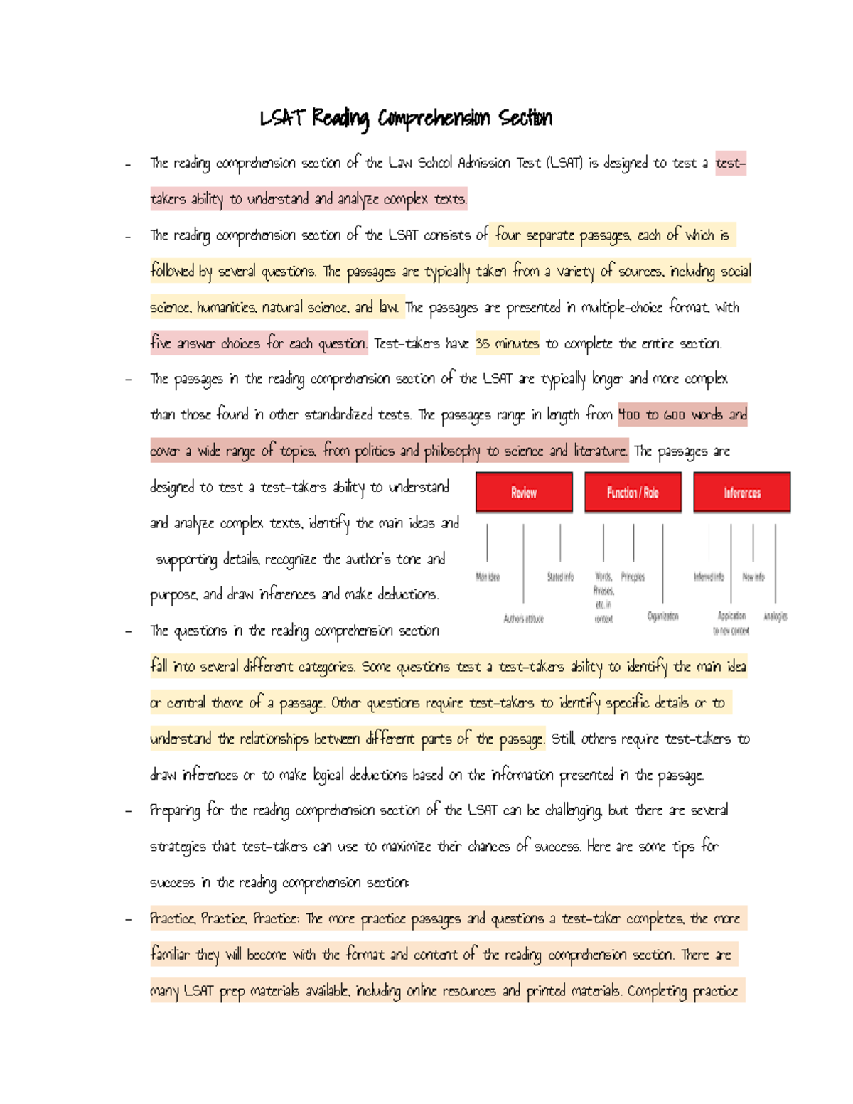 Reading Comp Lsat LSAT Reading Comprehension Section The Reading 