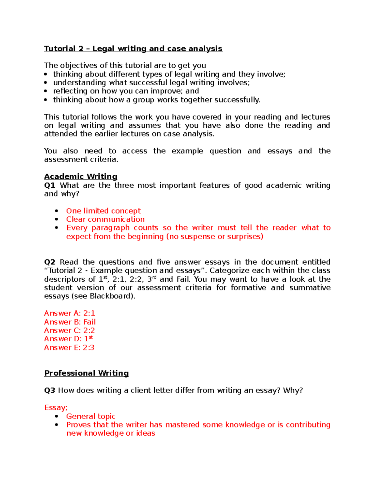 Aels tut 2 - tutorial 2 ales - Tutorial 2 – Legal writing and case ...
