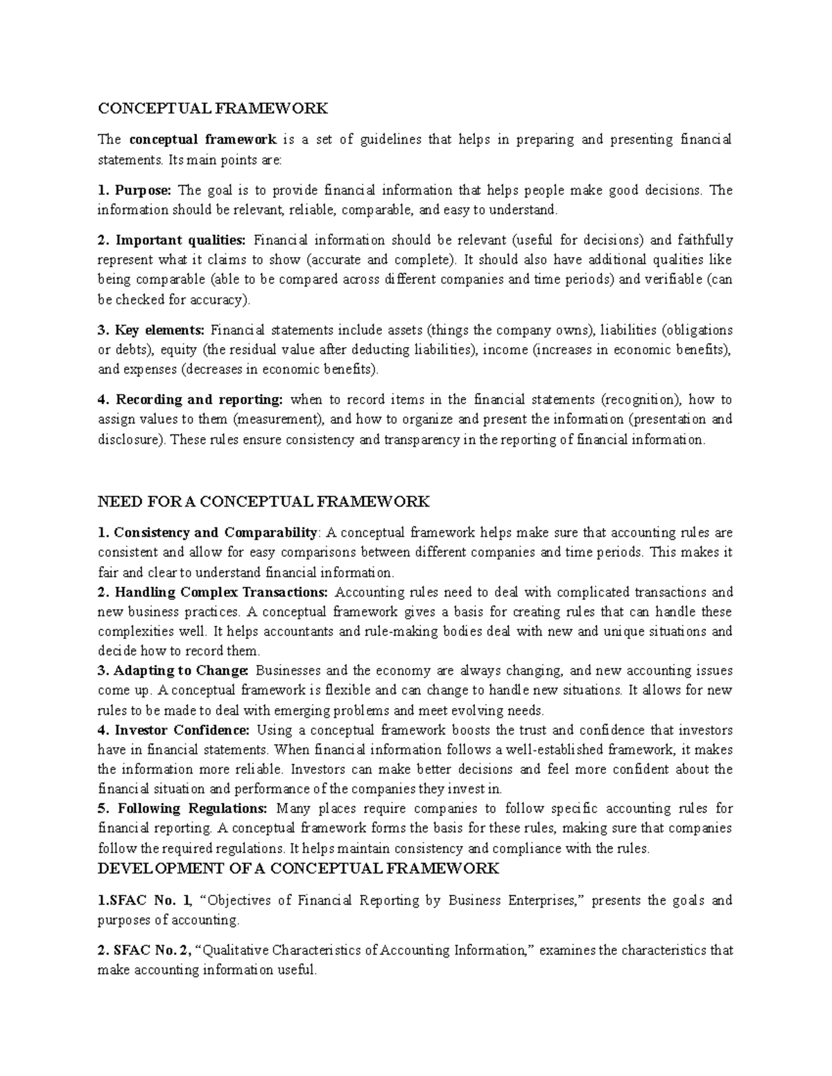 Conceptual Framework Summary Conceptual Framework The Conceptual Framework Is A Set Of