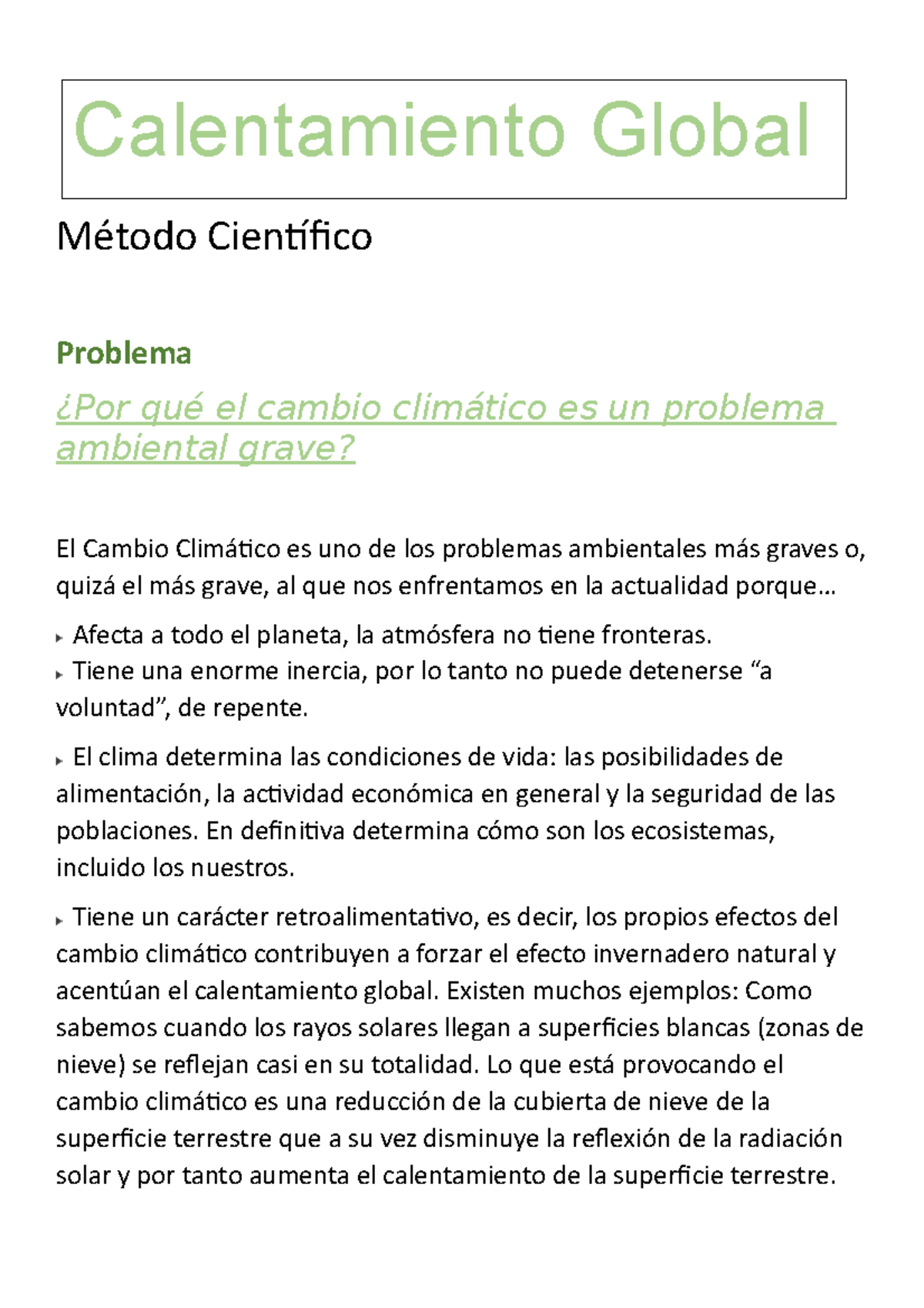 Método Científico - Método Científico Problema ¿Por qué el cambio ...