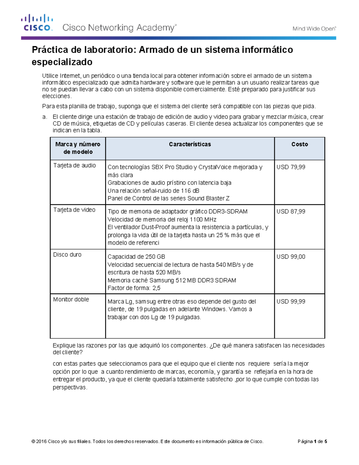 Práctica de laboratorio Armado de un sistema informático especializado - Práctica de laboratorio ...